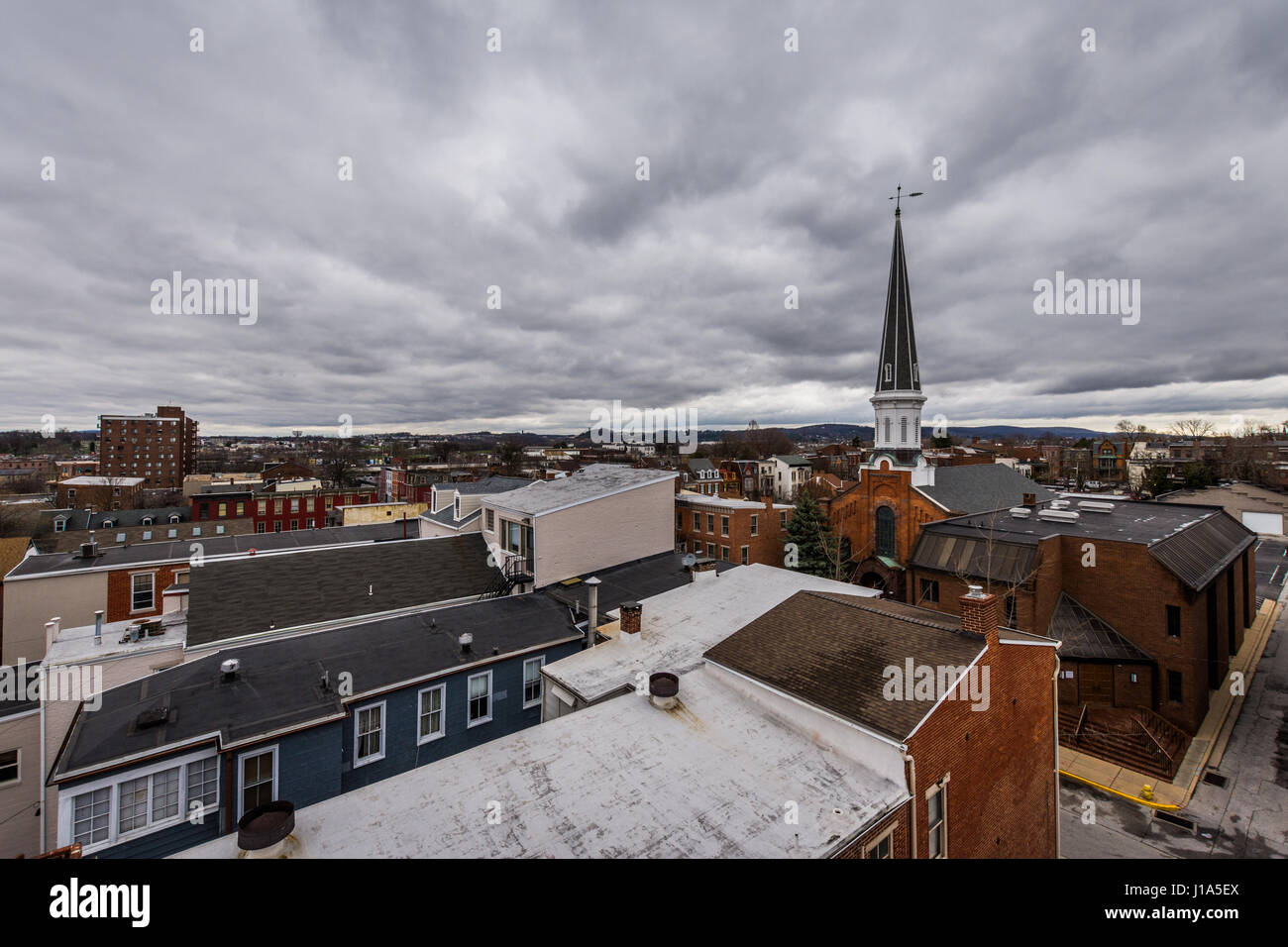 Aerial of downtown historic york, pennsylvania in spring Stock Photo ...