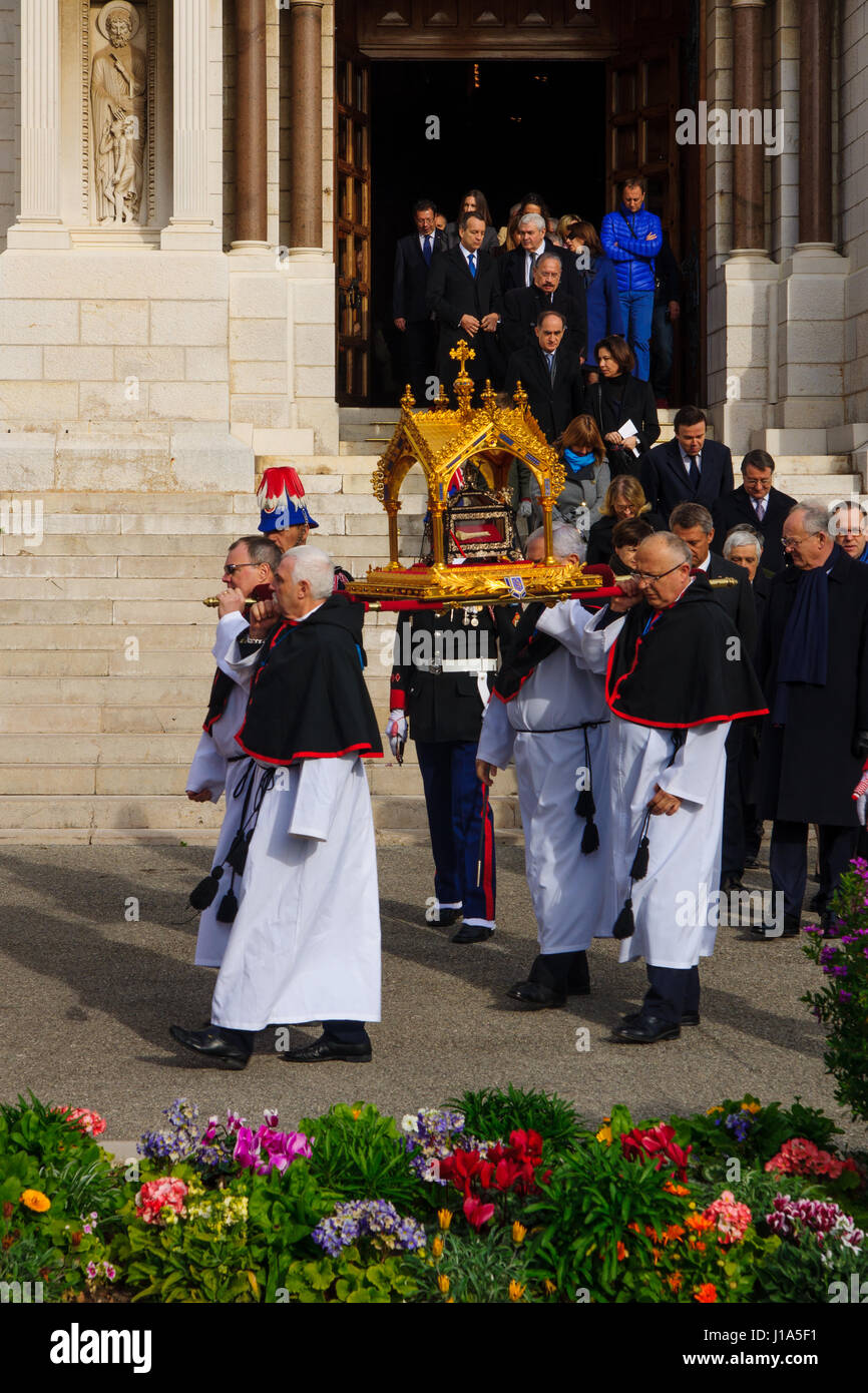 MONACO-VILLE, MONACO - JAN 27, 2015: The relics of Saint Devota are ...