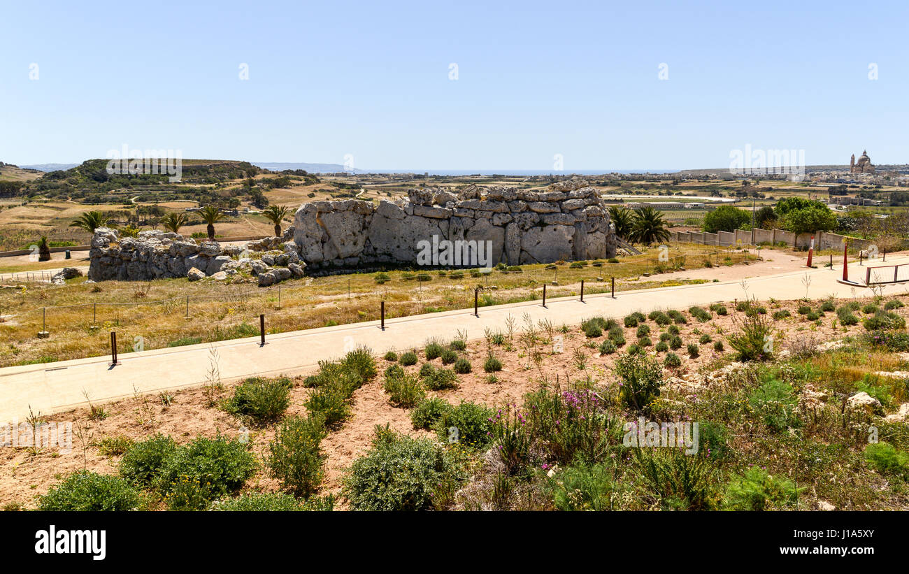 Northern Elevation - Ġgantija Neolithic Temple - Gozo, Malta Stock ...