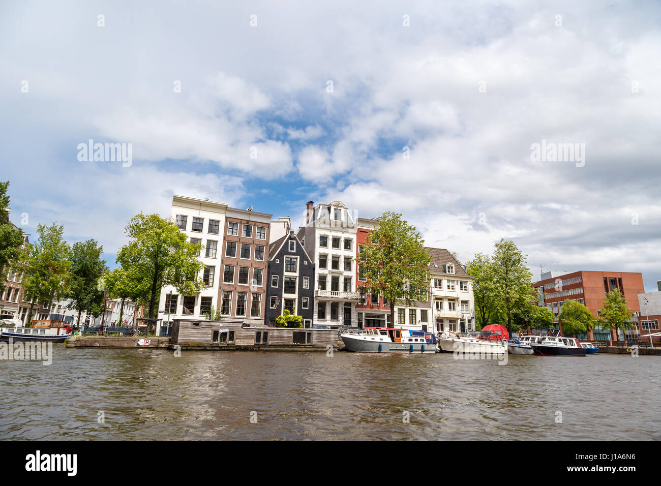 AMSTERDAM, NETHERLANDS - JULY 2, 2016 : View of small marina with ...