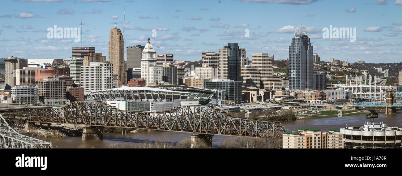 Panoramic photograph of Cincinnati, Ohio taken from Mt. Lookout Stock ...