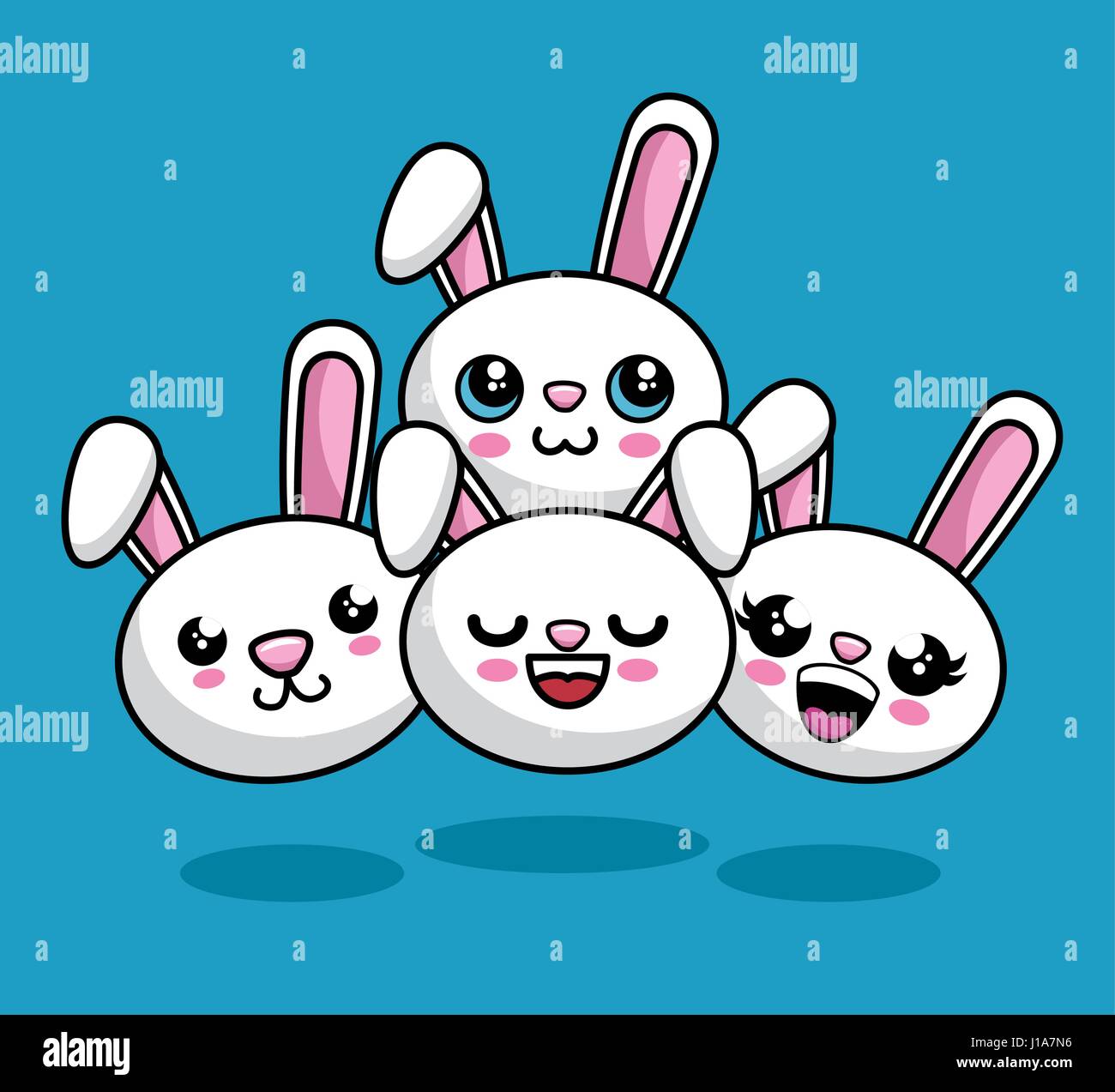 cute rabbits characters kawaii style Stock Vector Image & Art - Alamy
