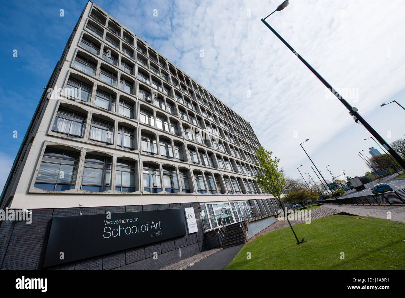 Strreet view looking up at the brutalist concrete 1960s building ...