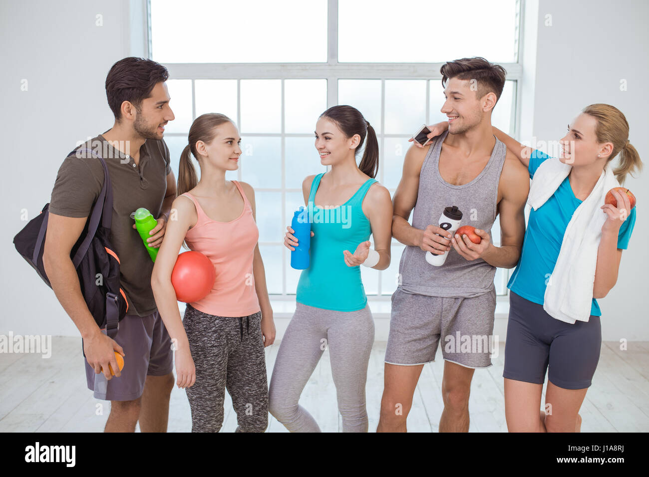 Young People Exercise Together Healthy Lifestyle Concept Stock Photo ...