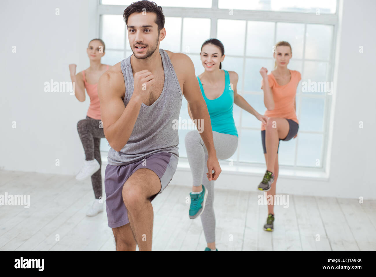 Young People Exercise Together Healthy Lifestyle Concept Stock Photo ...