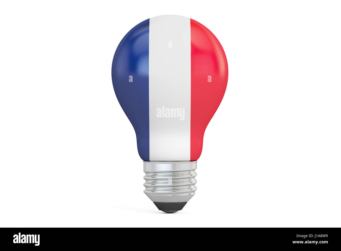 Light bulb with France flag, 3D rendering isolated on white background ...