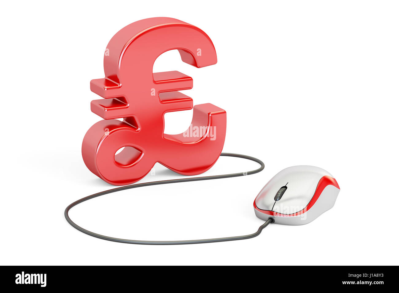Pound sterling symbol with computer mouse. Make money online concept ...