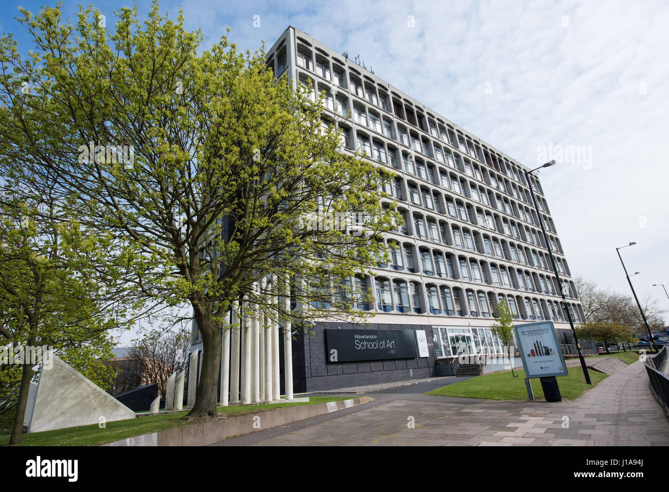 Urban landscape view of Wolverhampton University Art School in ...