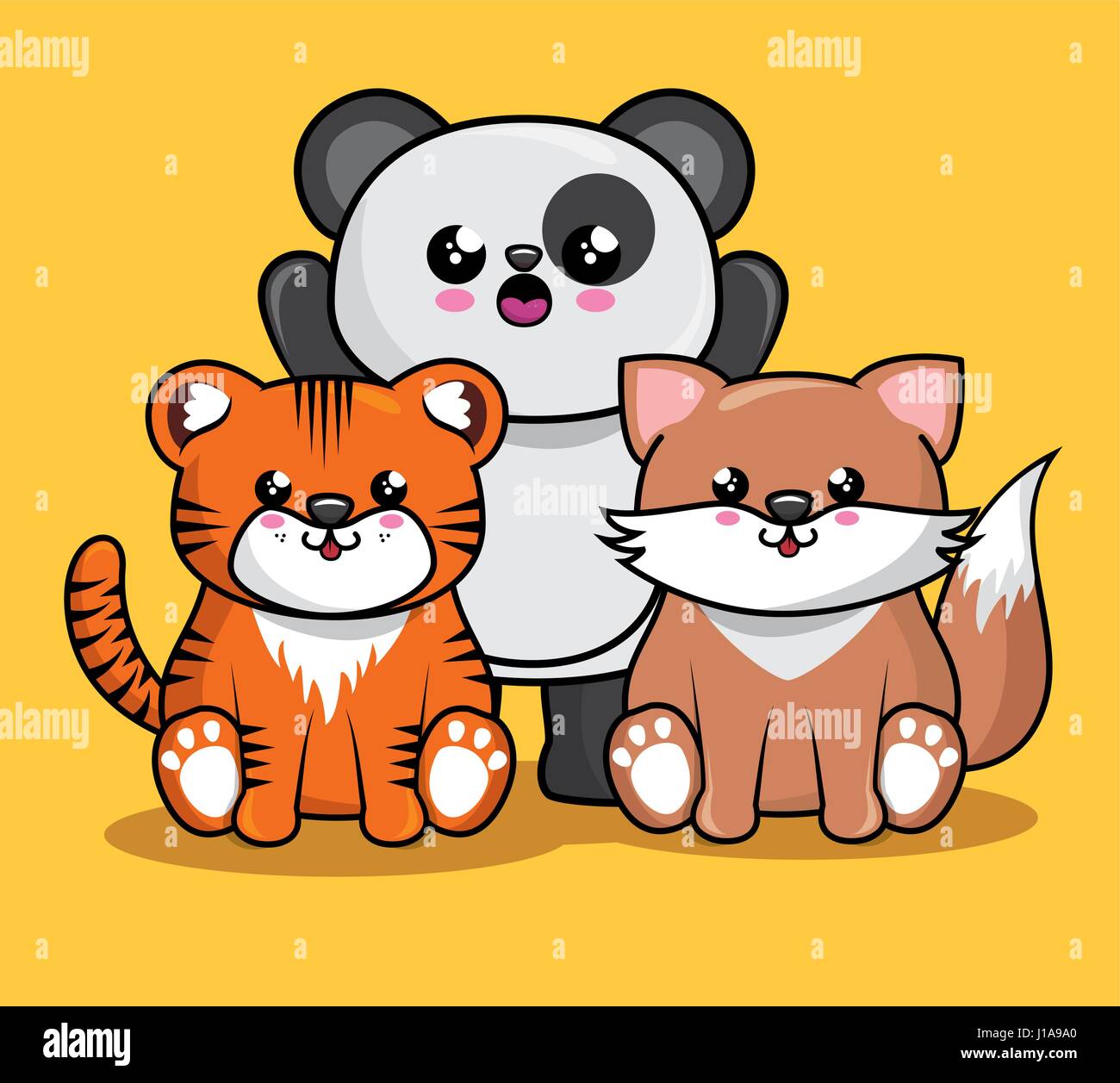 cute animals characters kawaii style Stock Vector Image & Art - Alamy