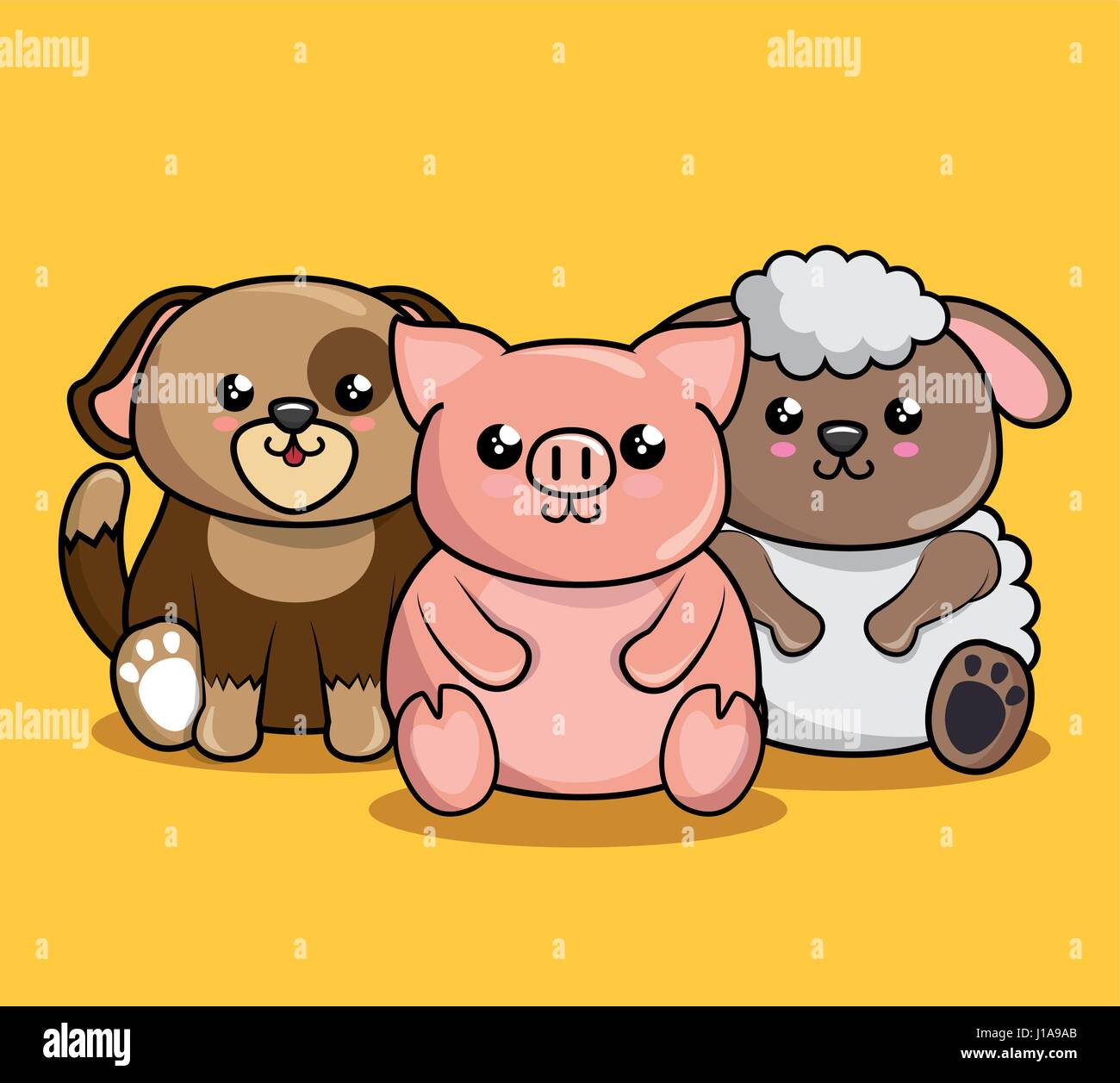 Cute animals characters kawaii style hi-res stock photography and ...