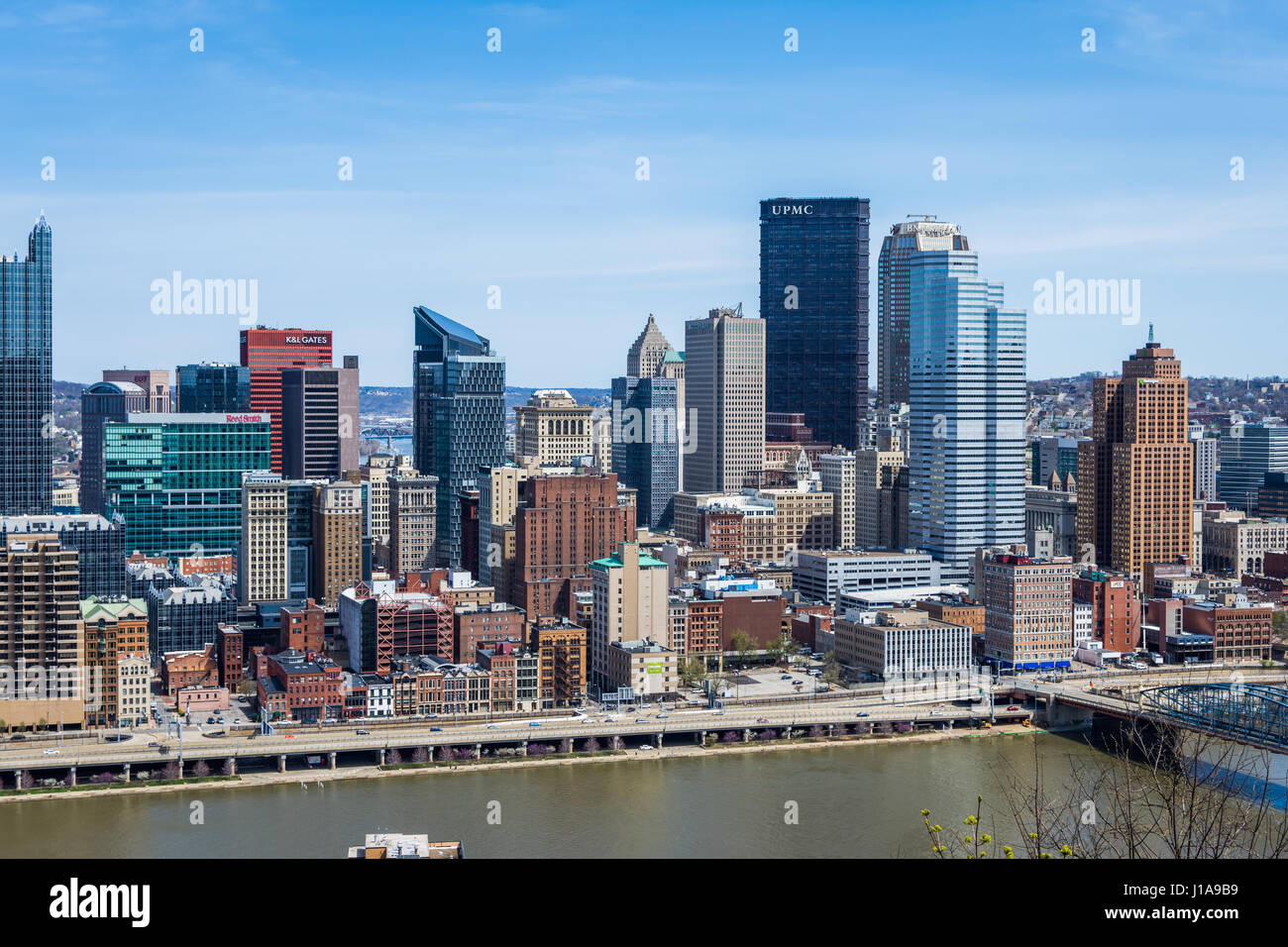 Pittsburgh downtown from above aerial hi-res stock photography and ...