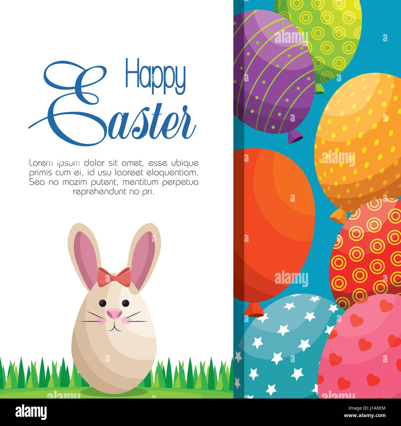 cute rabbit happy easter Stock Vector Image & Art - Alamy