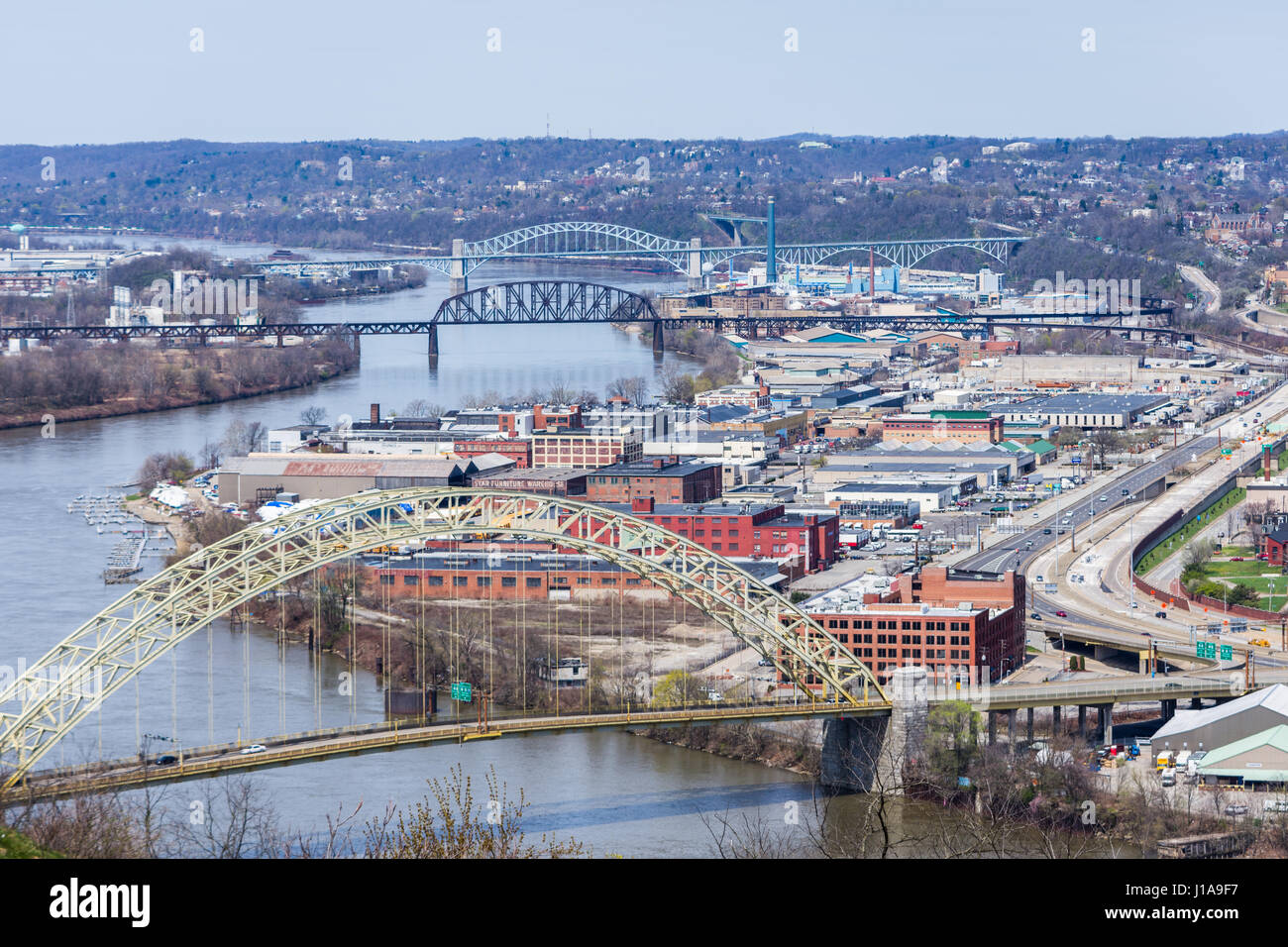 Pittsburgh downtown from above aerial hi-res stock photography and ...