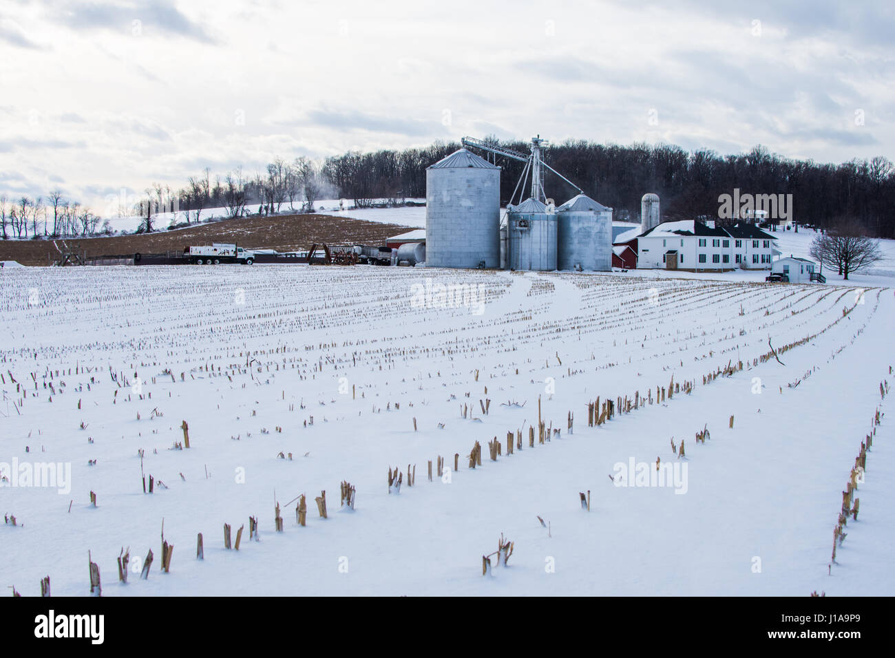 Snowy Country Farms in Southern York County Pennsylvania Stock Photo ...