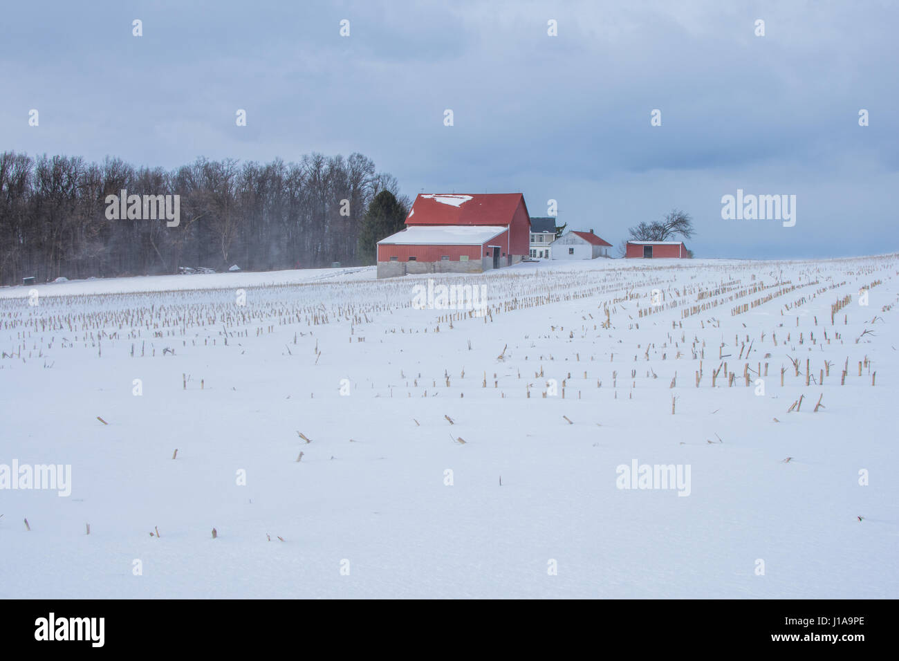 Snowy Country Farms in Southern York County Pennsylvania Stock Photo ...