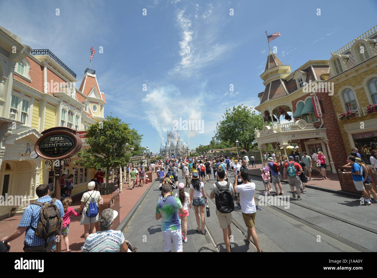 Walt Disney World characters on the streets with people Stock Photo - Alamy