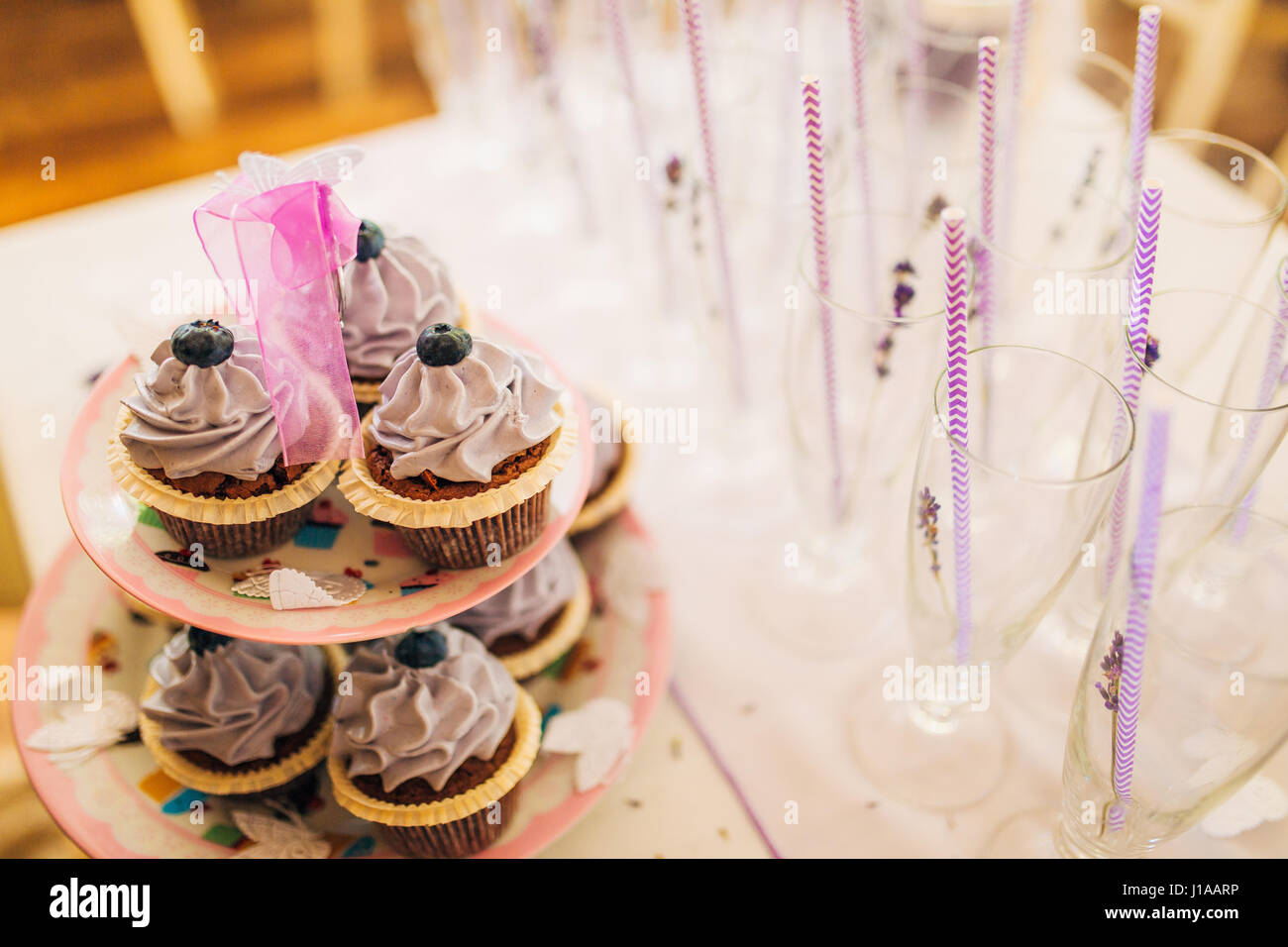 Delicious wedding reception candy bar Stock Photo - Alamy