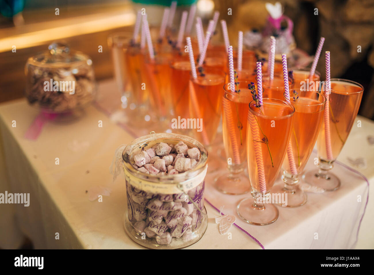 Cold Infused Detox Water with Lemon and Lavender Stock Photo - Alamy