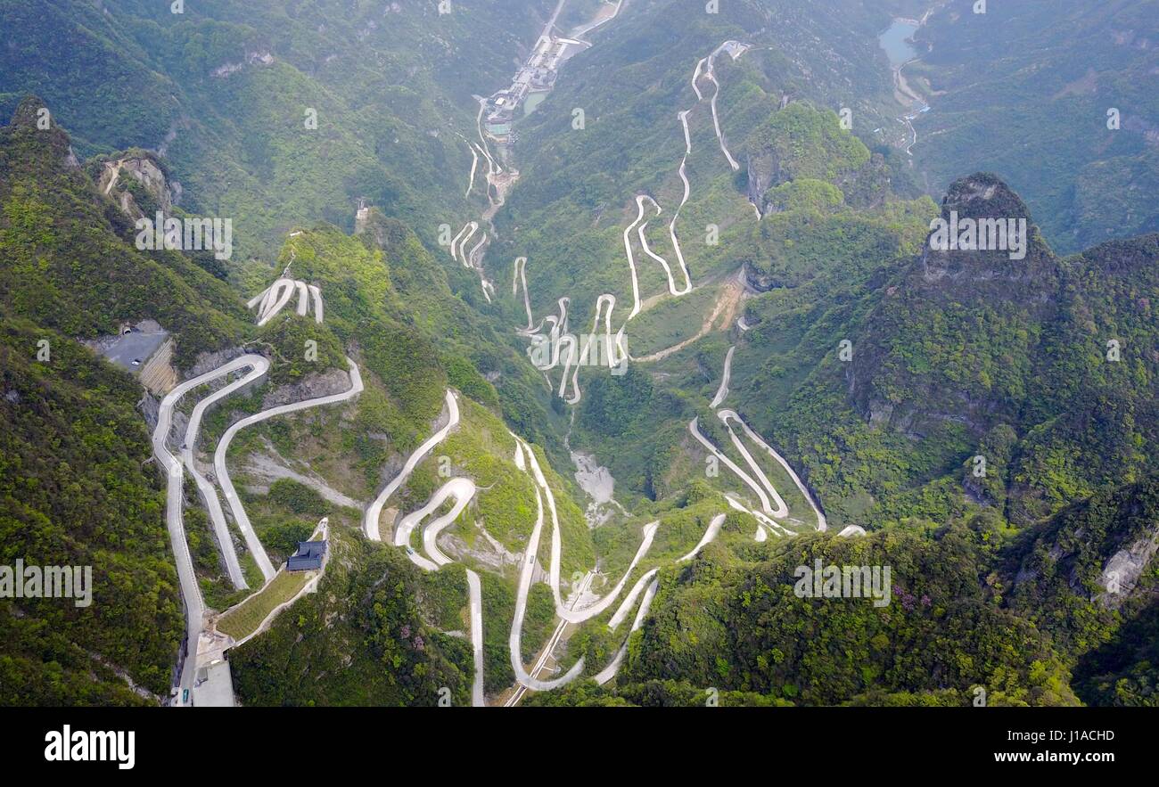 Zhangjiajie, China's Hunan Province. 19th Apr, 2017. The hill roads are ...