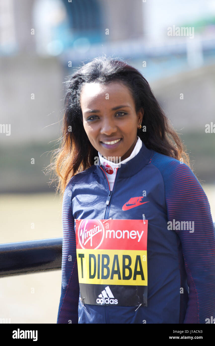Tower Bridge, London, UK. 19th Apr, 2017. Tirunesh Dibaba,(Ethiopia ...