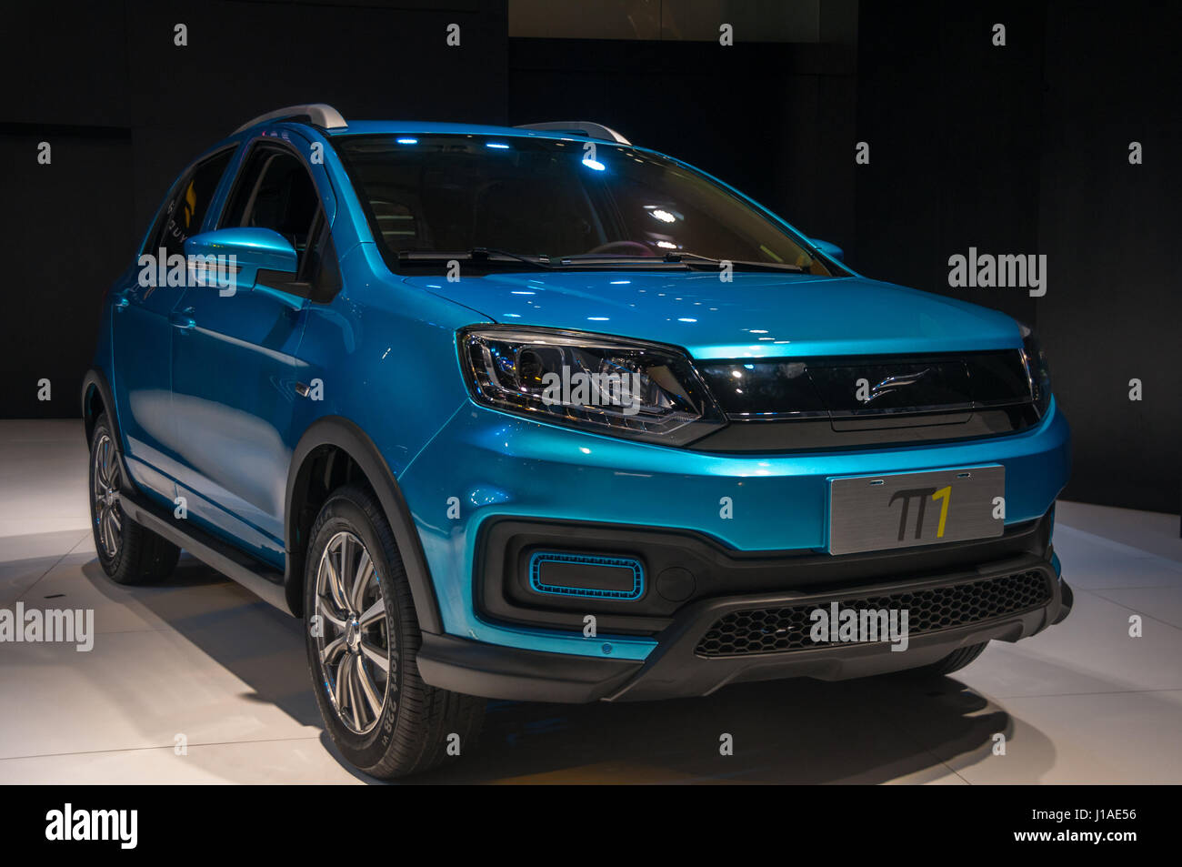 Yudo Auto Pi1 electric car at the Shanghai Auto Show 2017 Stock Photo ...