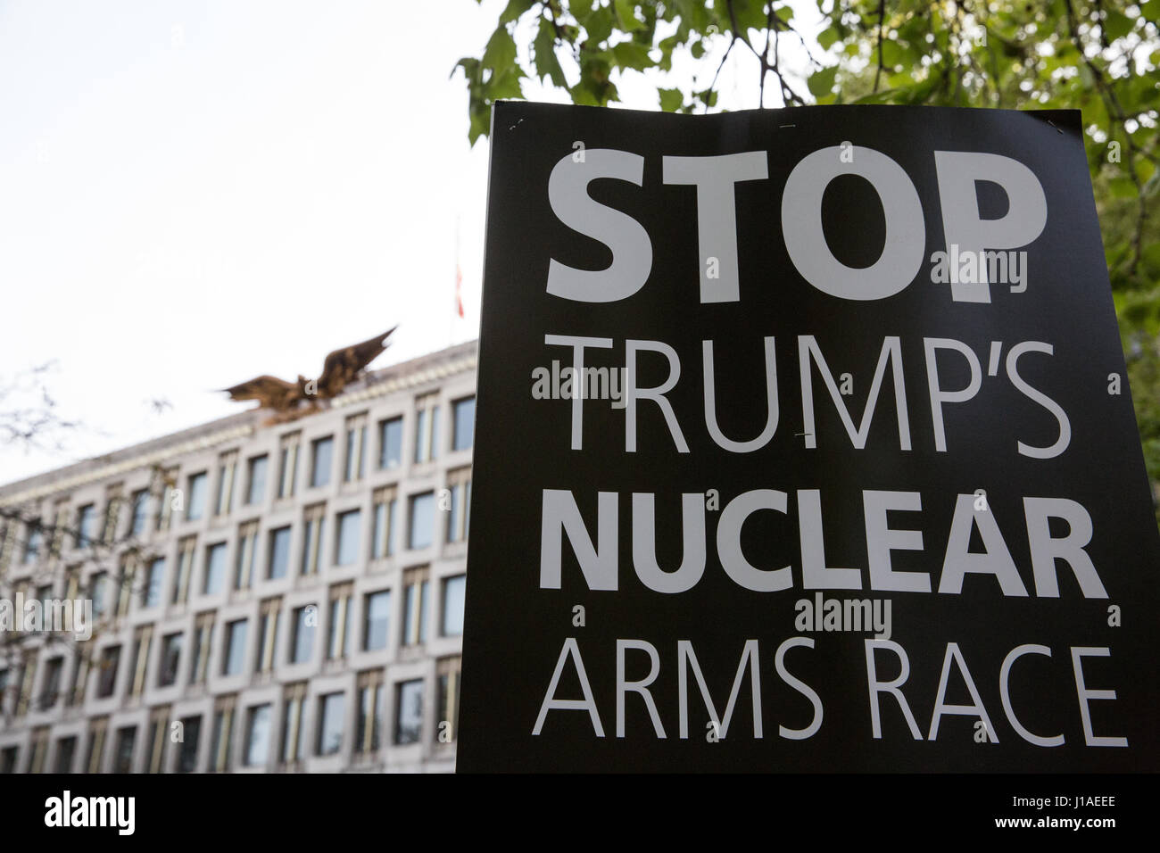 London, UK. 19th April, 2017. Campaigners from the Campaign for Nuclear ...