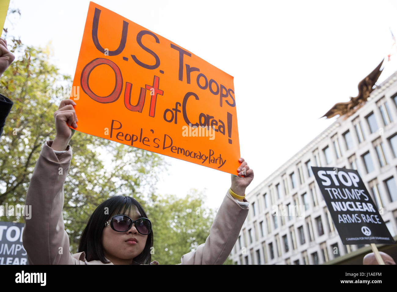London, UK. 19th April, 2017. Campaigners from the Campaign for Nuclear ...