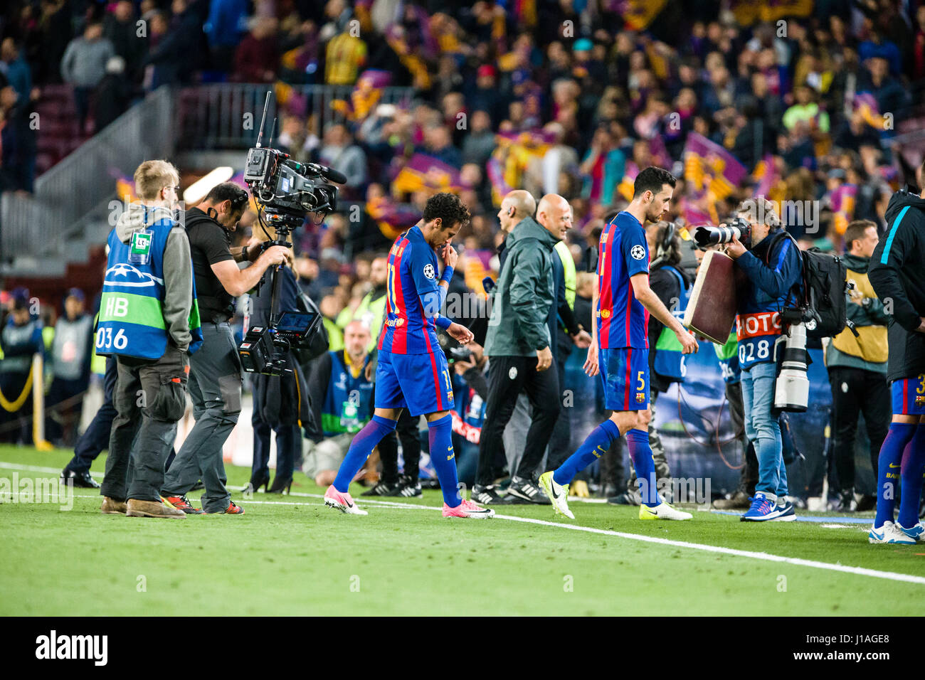 Barcelona, Spain. 19th Apr, 2017. Neymar jr of FC Barcelona crying ...