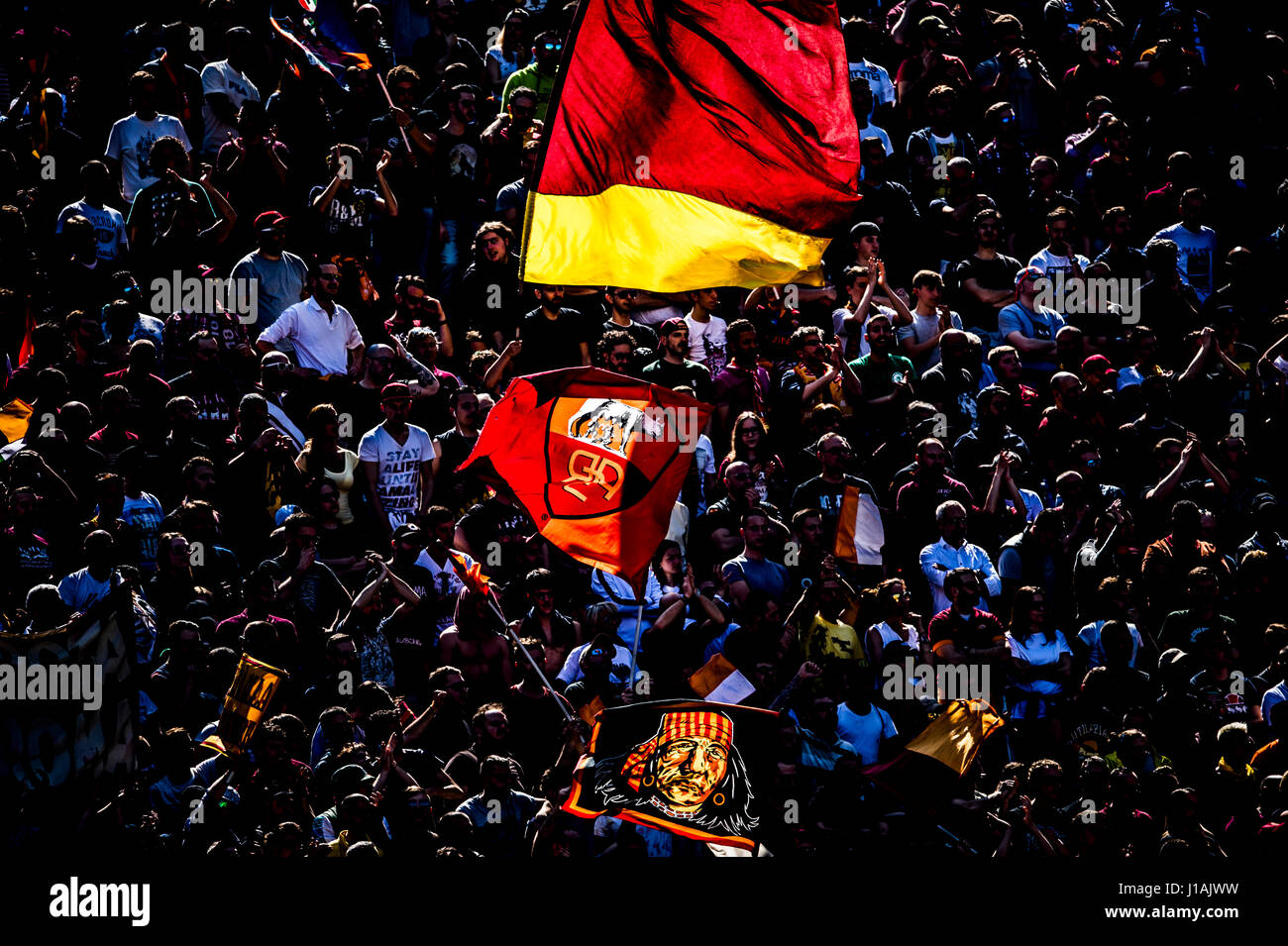 Bologna, Italy. 9th Apr, 2017. Roma fans Football/Soccer : Italian ...