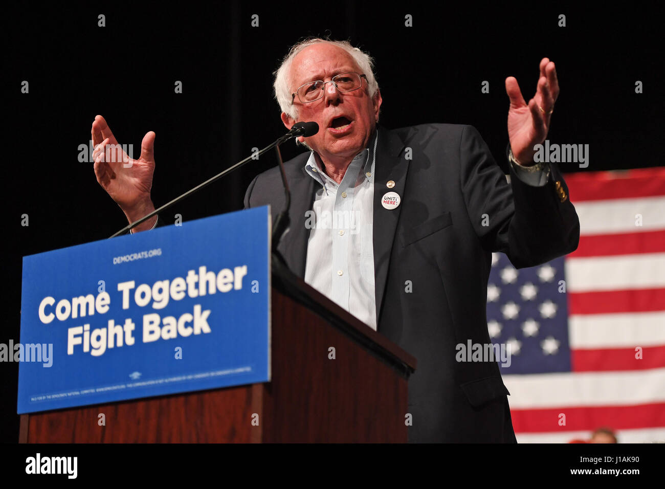 Miami, Florida, USA. 19th Apr, 2017. Sen. Bernie Sanders speaks during ...