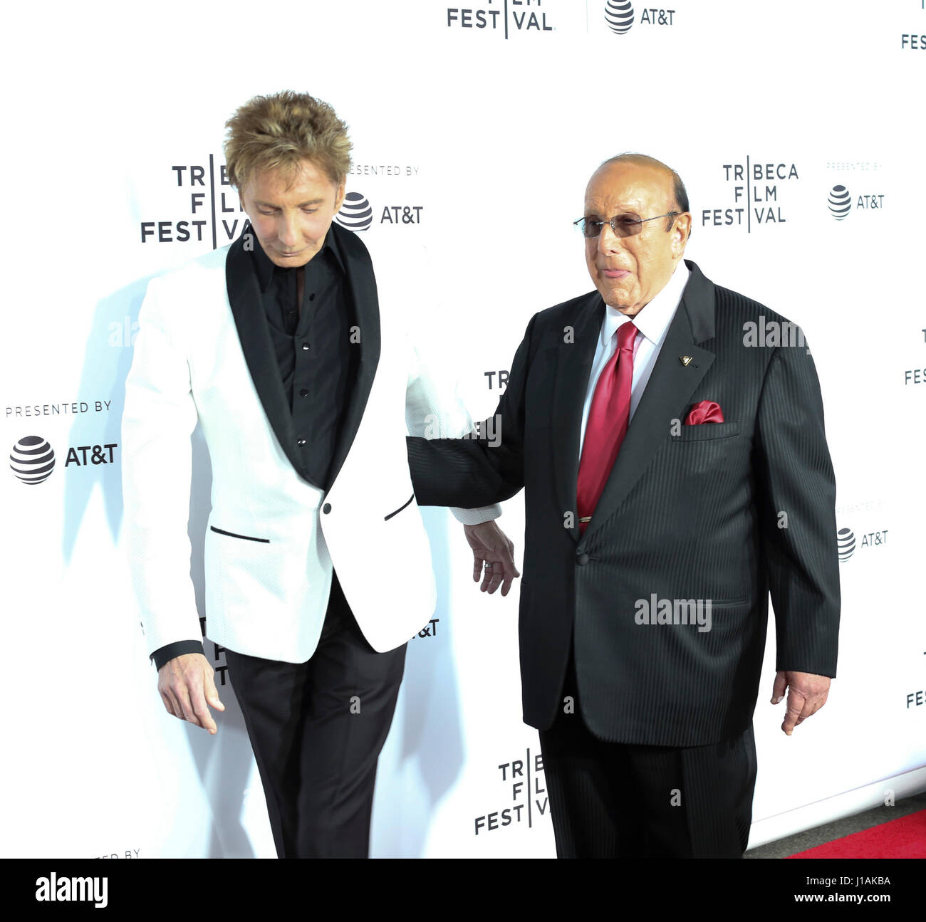 New York, USA. 19th April, 2017. Barry Manilow and Clive Davies arrive ...
