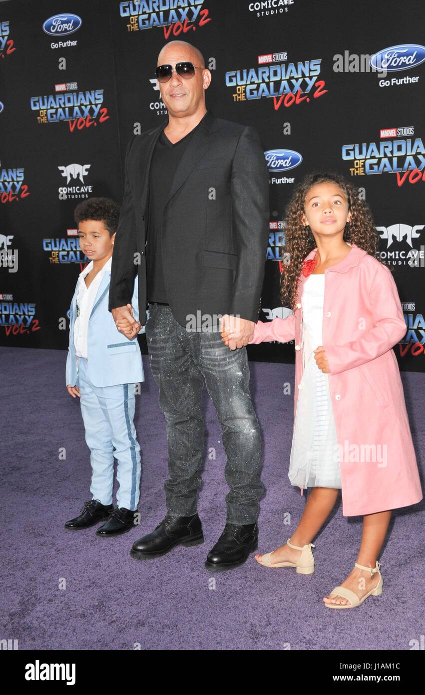 Los Angeles, CA, USA. 19th Apr, 2017. Vin Diesel, Hania Riley Sinclair ...