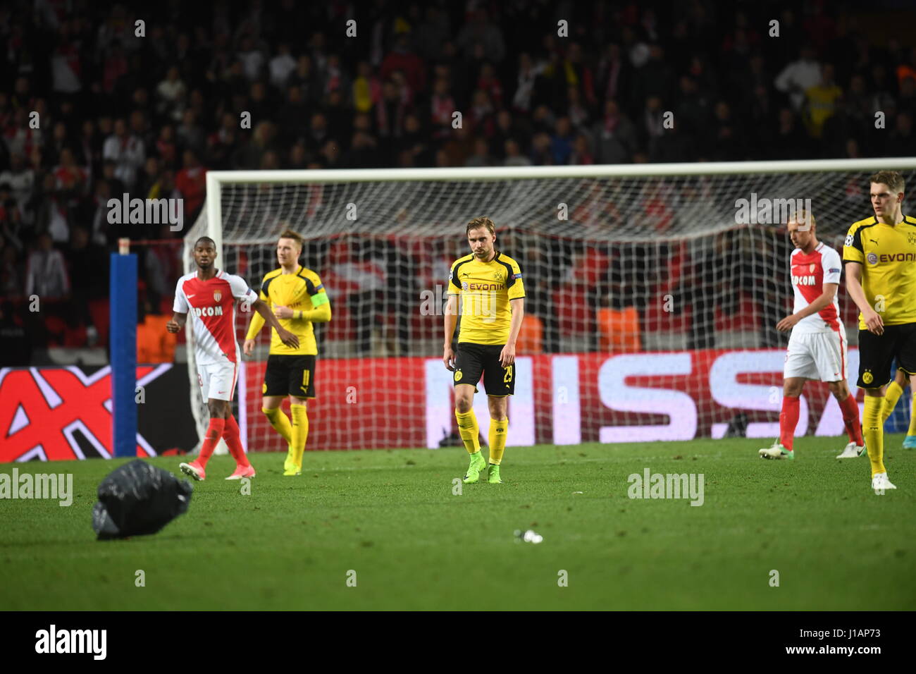 Monaco, Monaco. 19th Apr, 2017. A garbage bag flies across the field ...