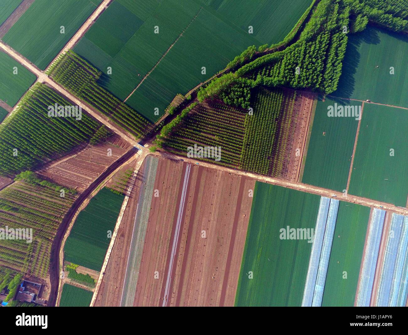 Liaocheng, China. 20th Apr, 2017. Aerial photography of village in ...