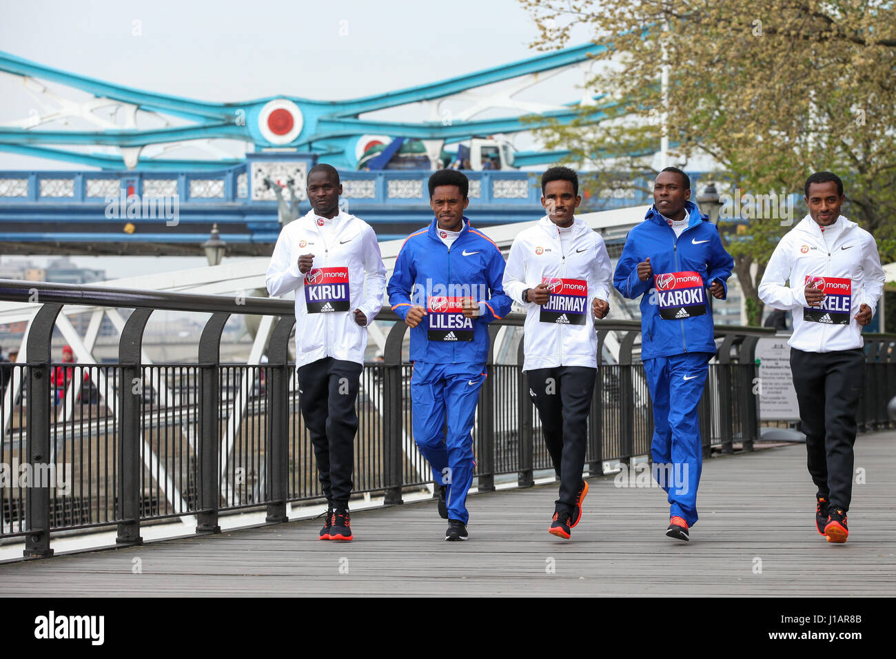 London, UK. 20th Apr, 2017. Abel Kirui, Feyisa Lilesa, Ghirmay Ghebreslassie, Bedan Karoki ...