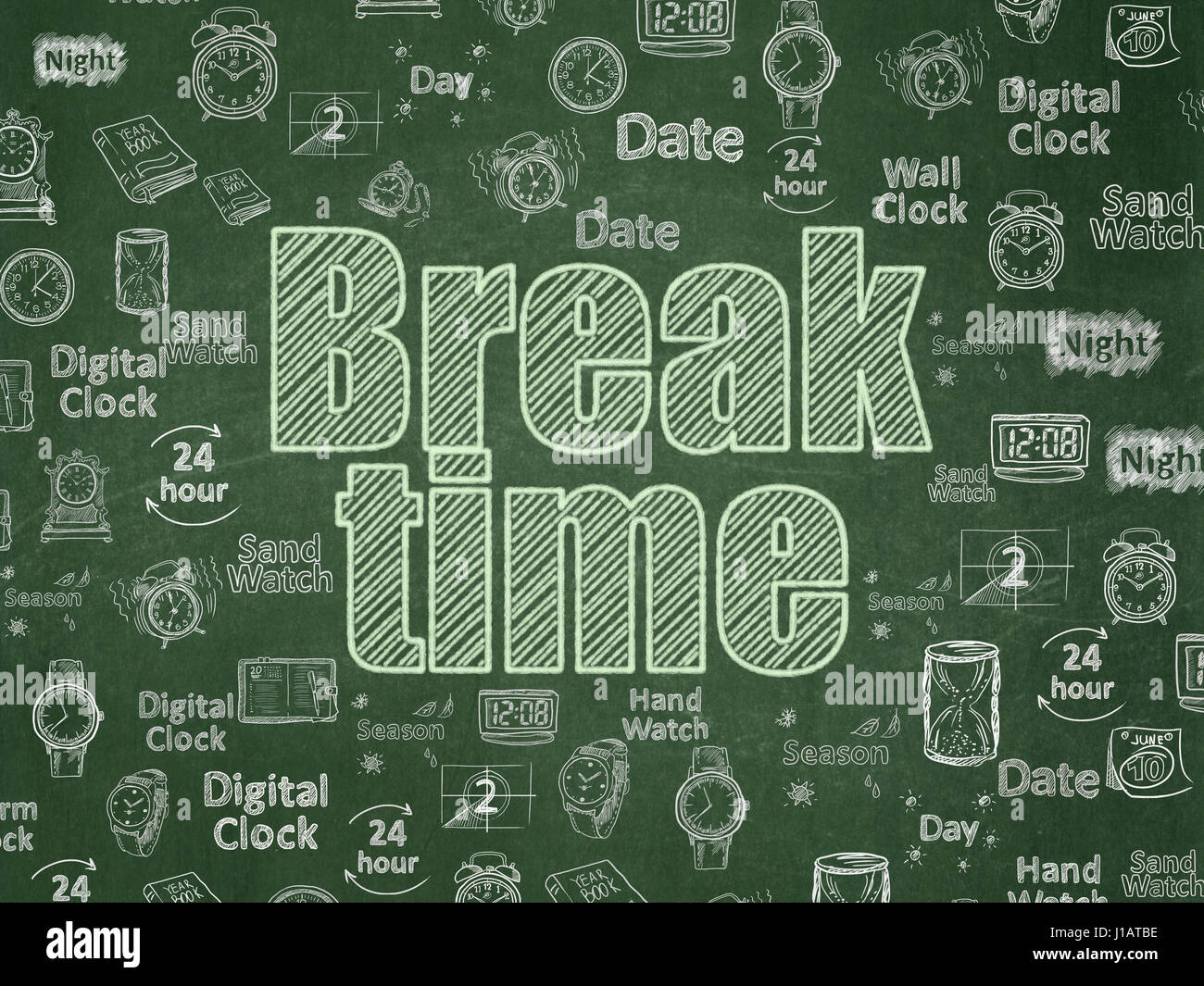 Time concept: Break Time on School board background Stock Photo - Alamy