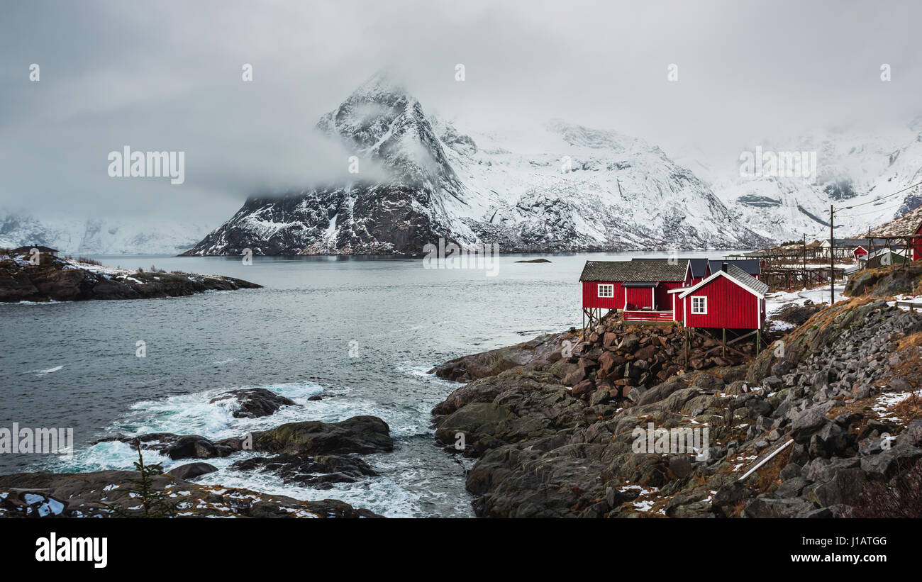 Hamnoy village in Lofoten islands of Norway in winter time Stock Photo ...
