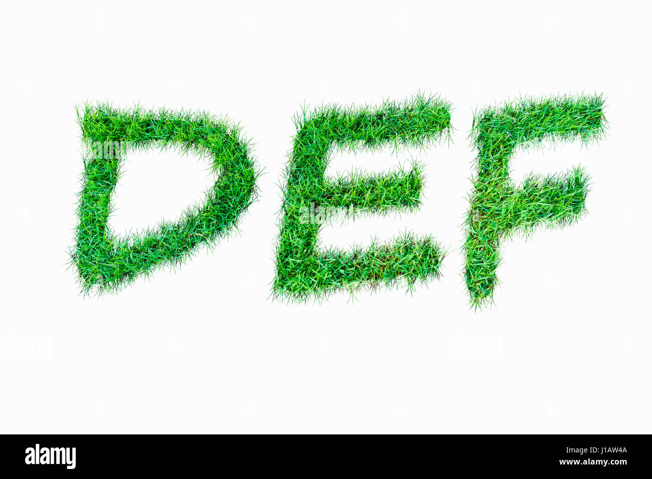 Green nature real grasss def font isolated on white Stock Photo - Alamy