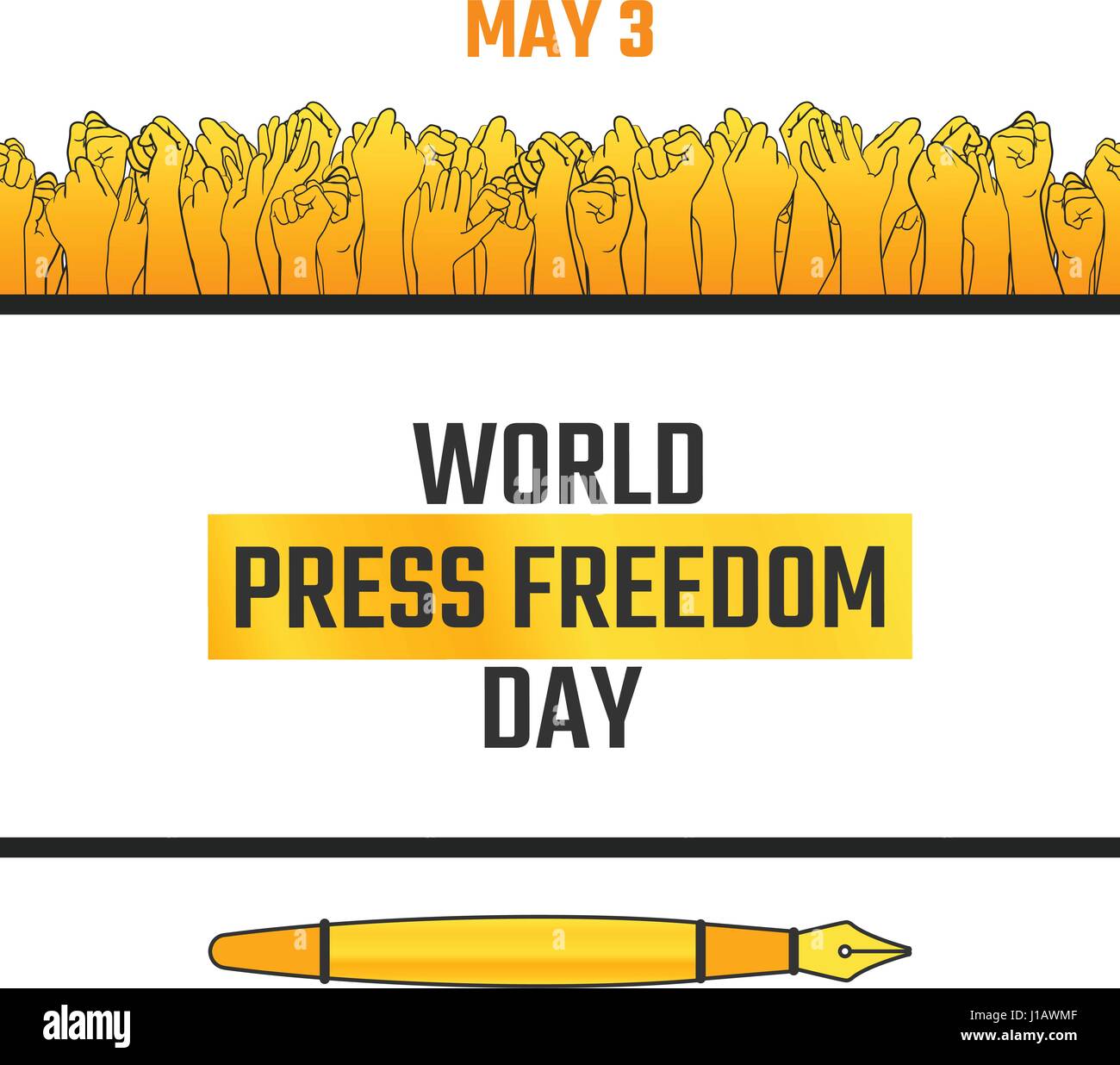 World press freedom day, May 3. Vector hand drawn illustration. Crowd ...