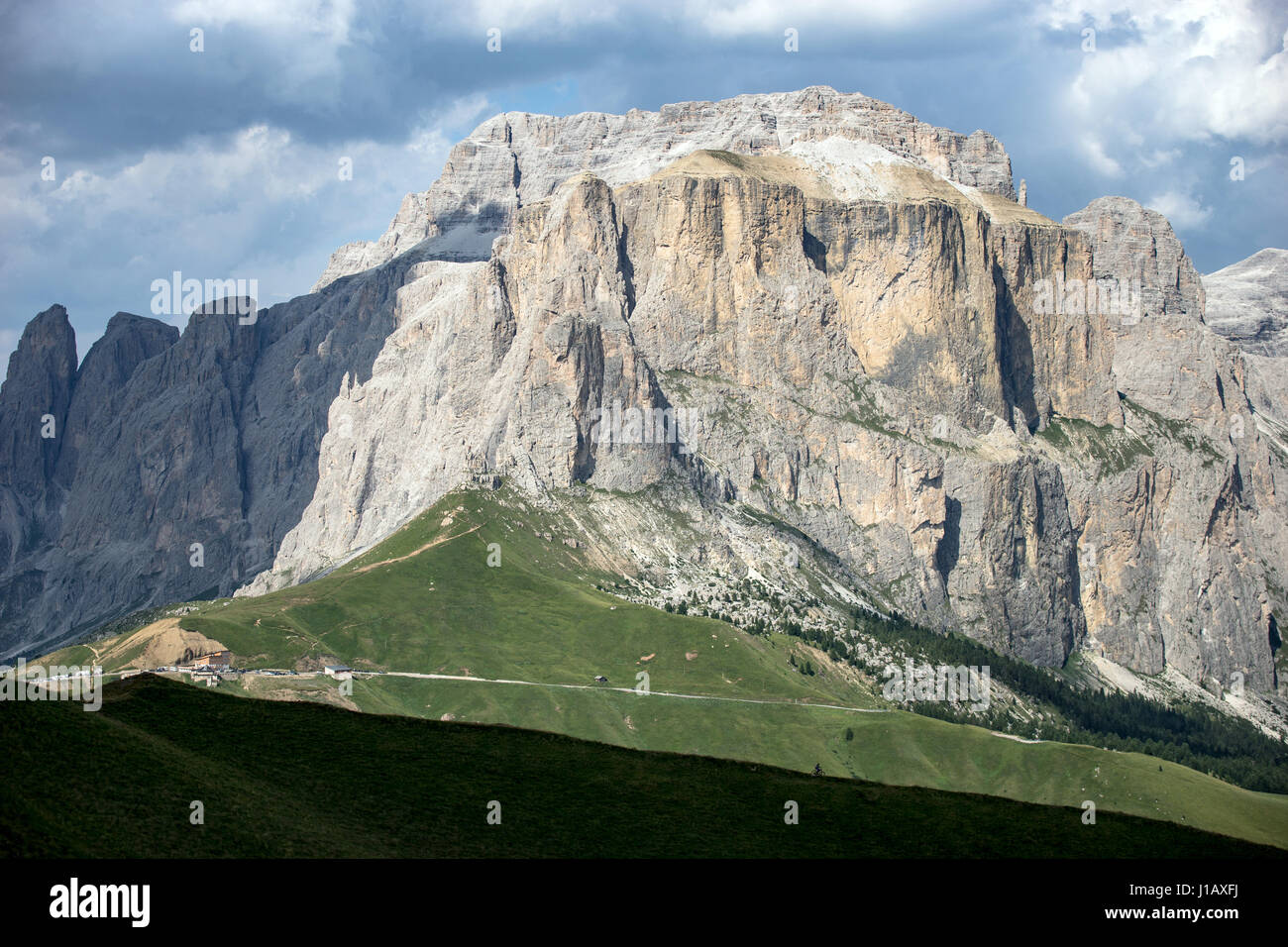 The Val Gardena valley in the Dolomite Mountains in Northeastern Italy ...