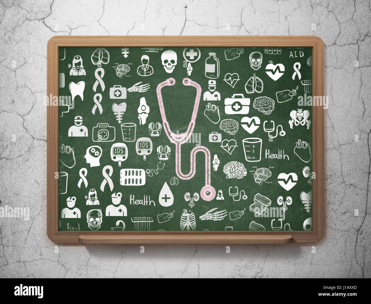 Health concept: Stethoscope on School board background Stock Photo - Alamy