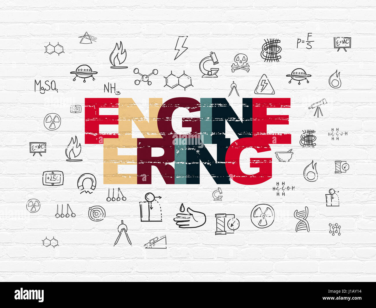 Science concept: Engineering on wall background Stock Photo - Alamy