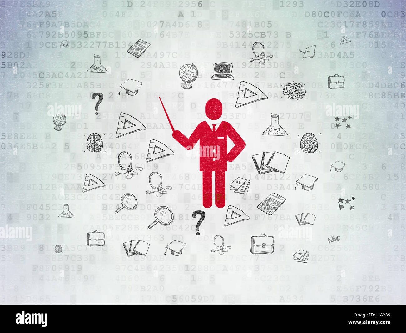 Education concept: Teacher on Digital Data Paper background Stock Photo ...