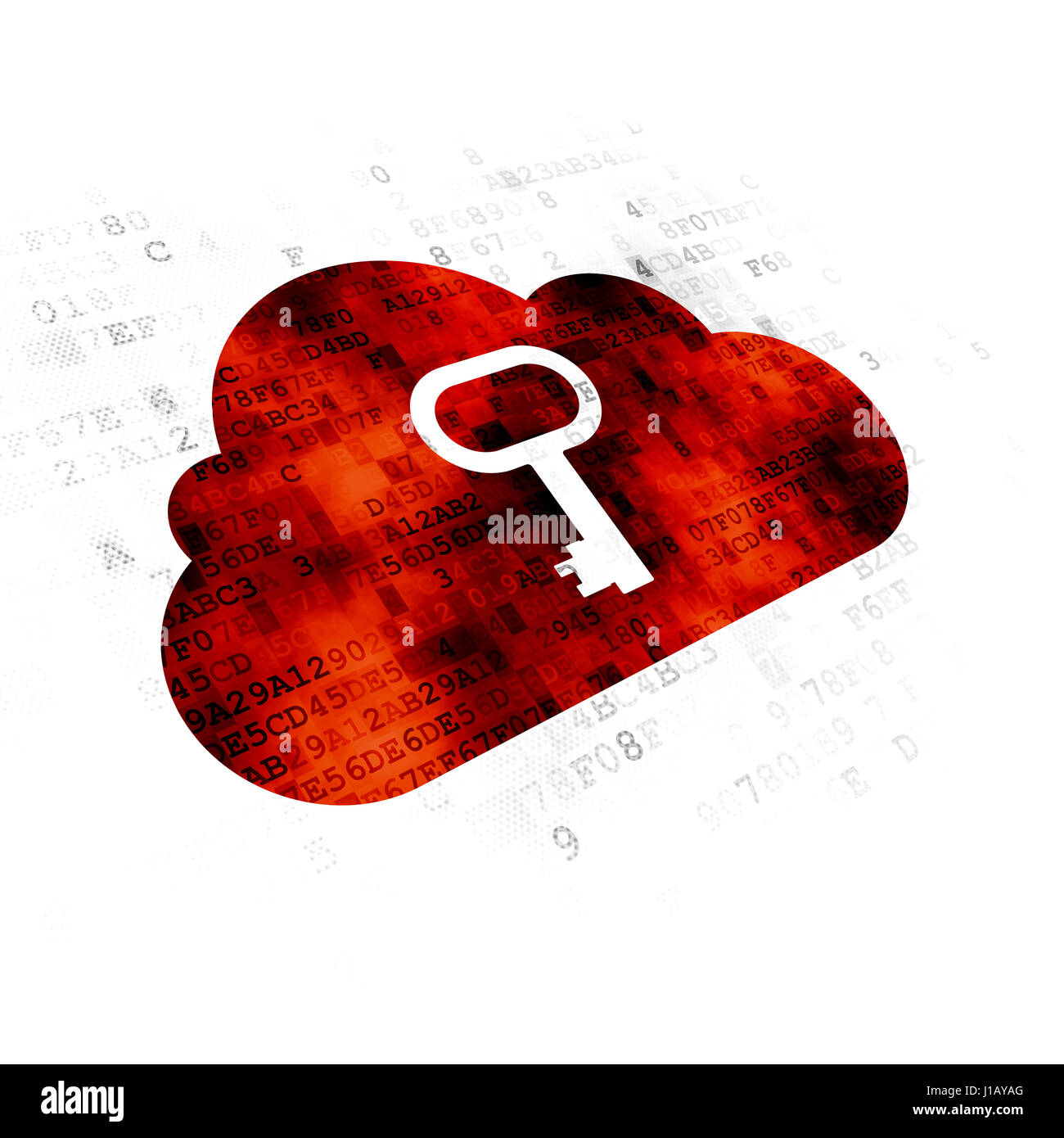 Cloud computing concept: Cloud With Key on Digital background Stock ...