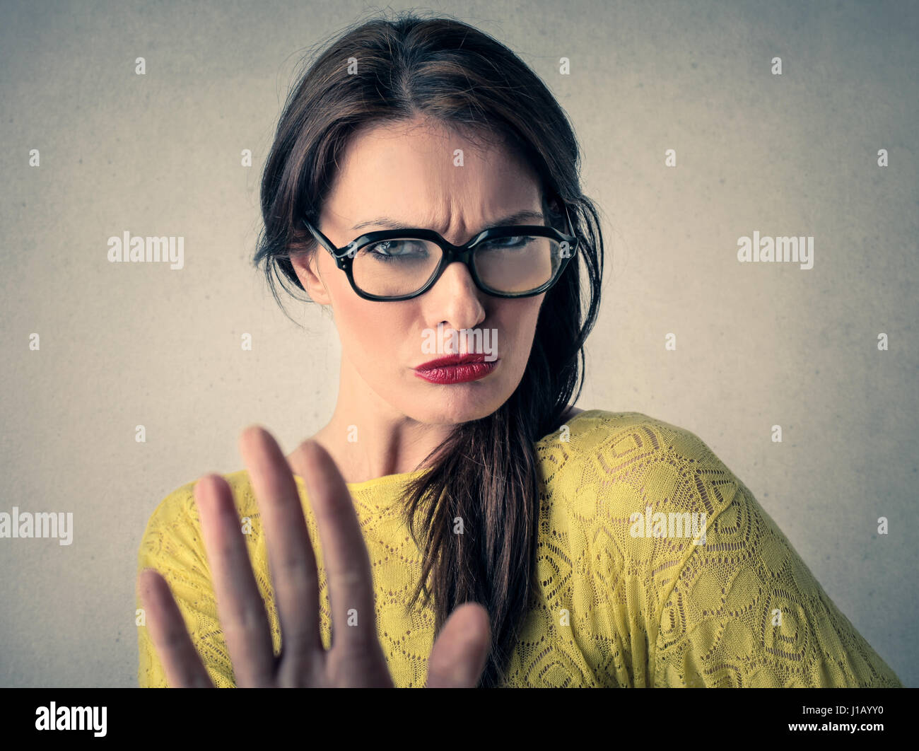 Woman showing NO Stock Photo - Alamy