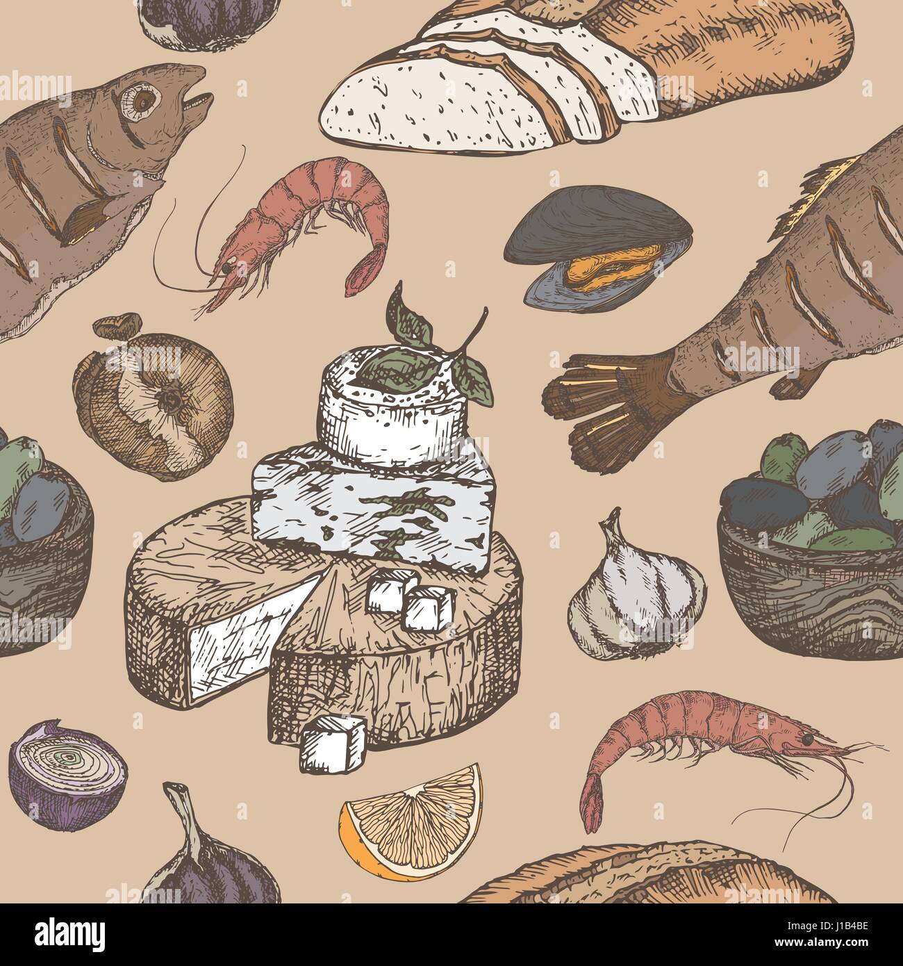 Seamless pattern shrimp hand Stock Vector Images - Alamy