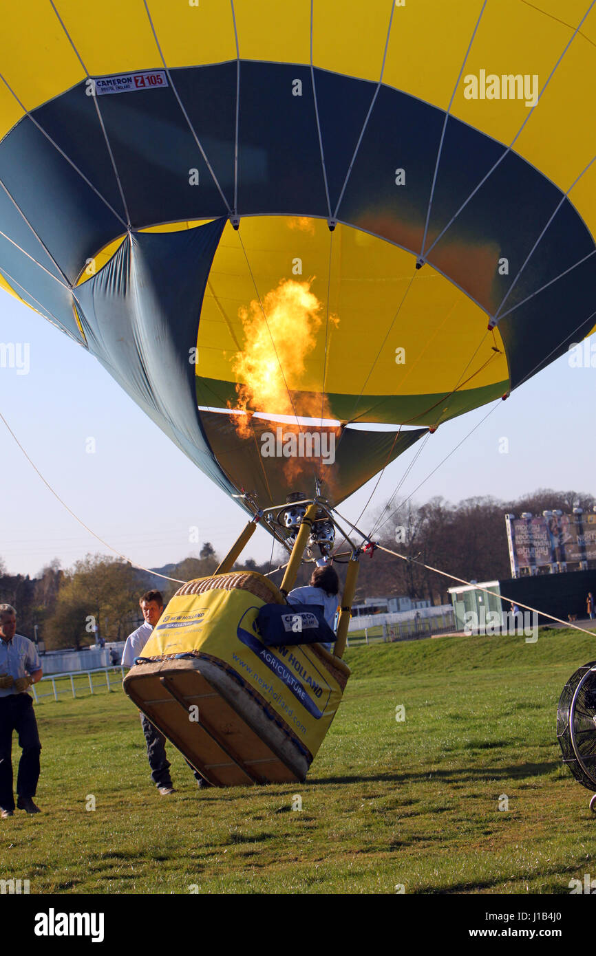 Hot air balloon inflation Stock Photo - Alamy