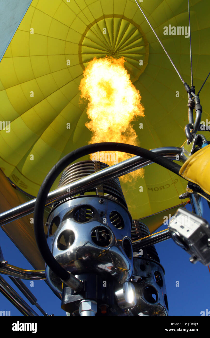 Hot air balloon inflation Stock Photo - Alamy