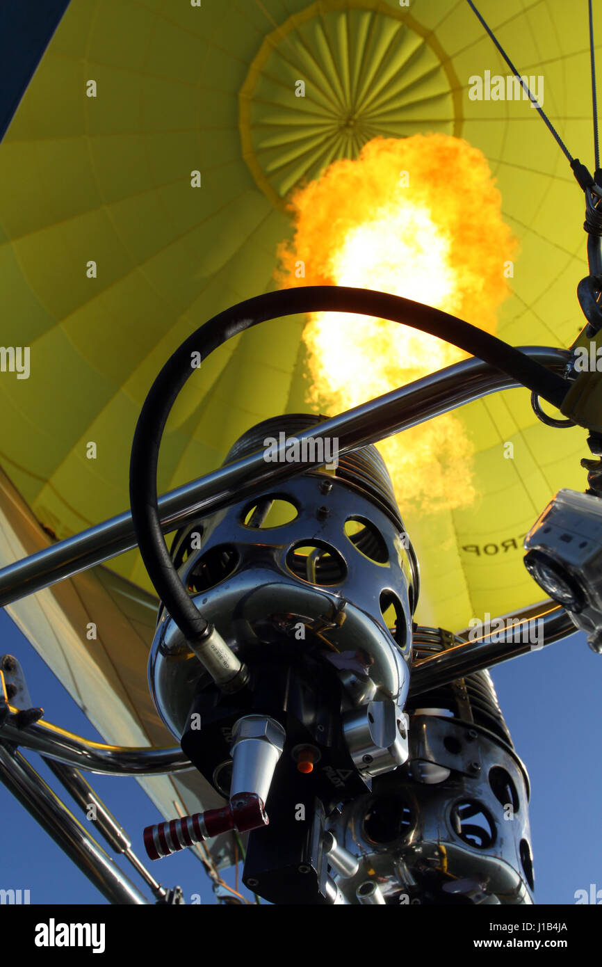 Hot air balloon inflation Stock Photo - Alamy