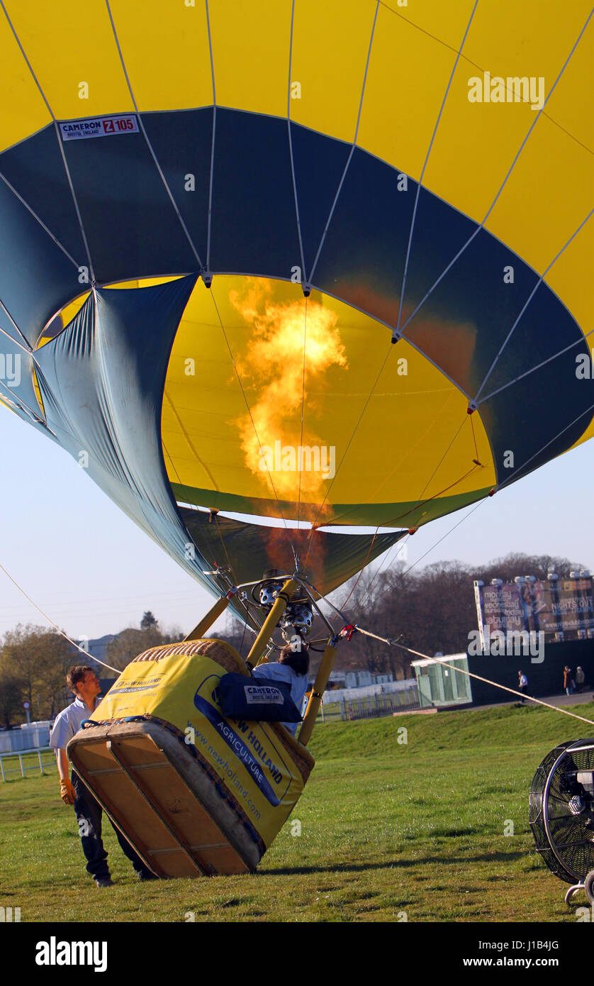 Hot air balloon inflation Stock Photo - Alamy